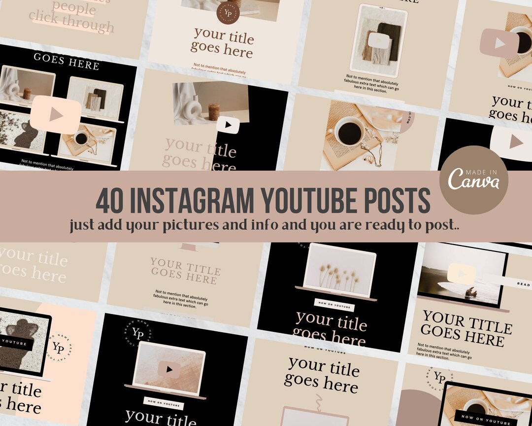 Instagram Youtube Posts, Instant Download, Youtube Channel Kit , Canva ...