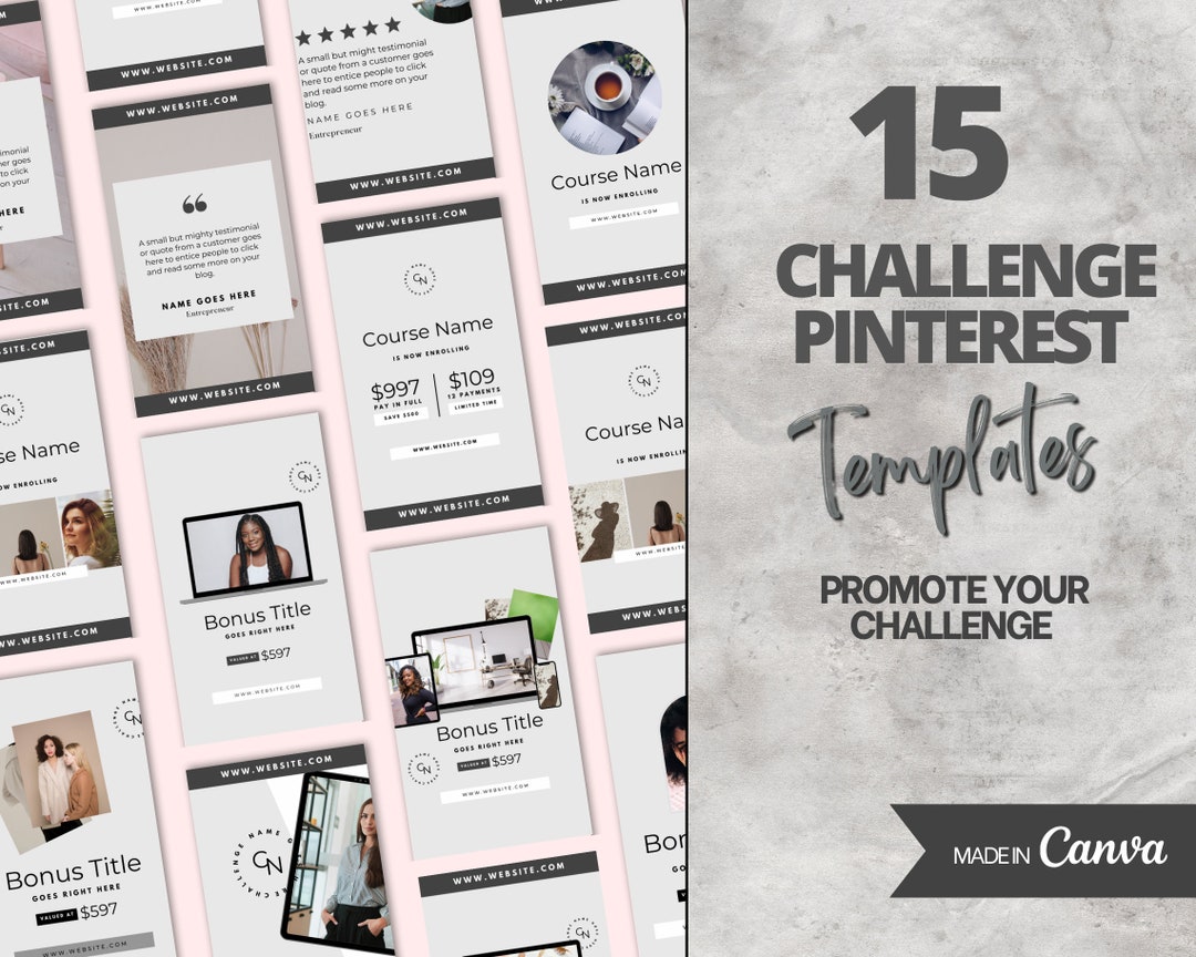 Promote Your Challenge, Instant Download, Canva Pinterest Pins, Social ...