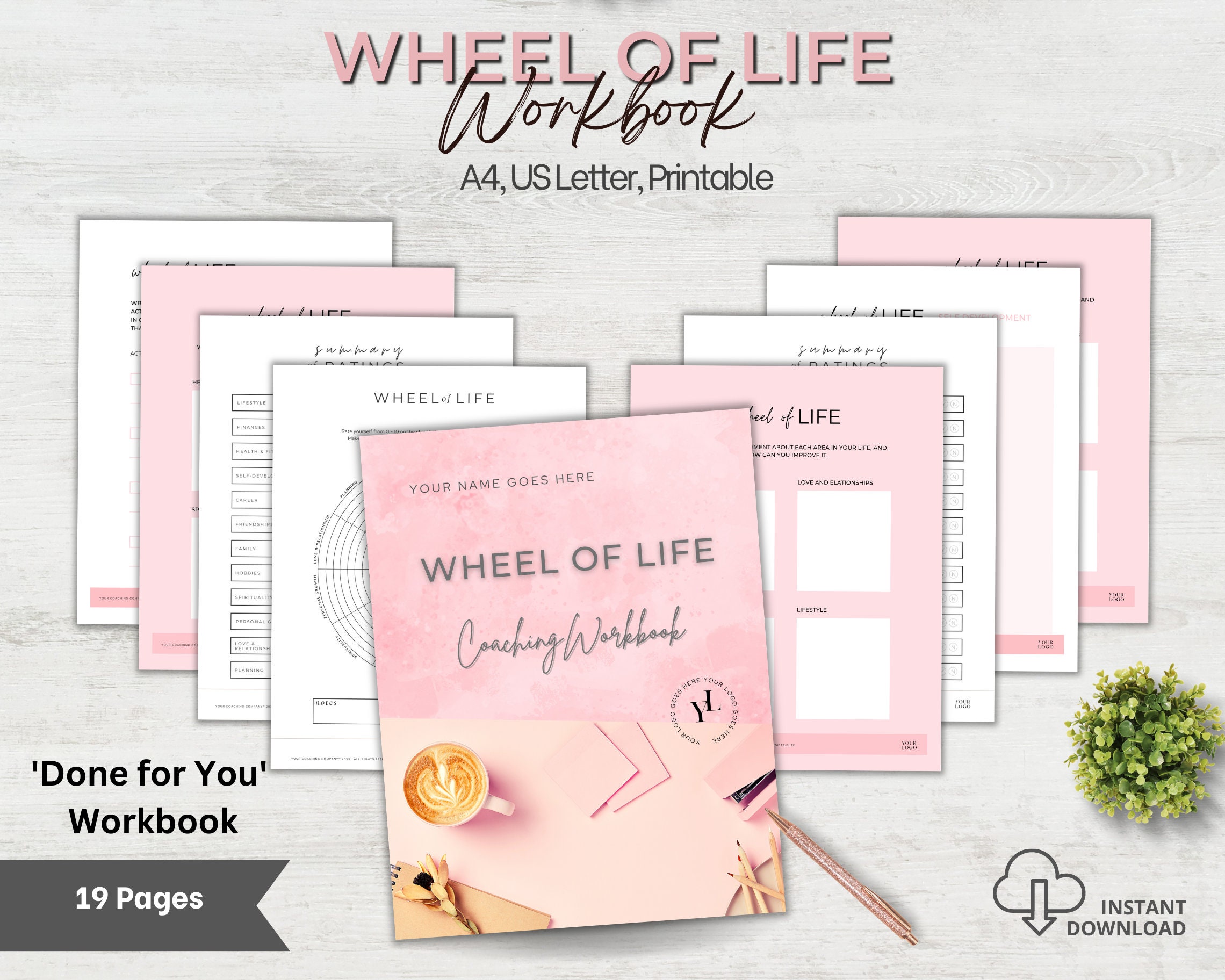 Wheel of Life Workbook, INSTANT DOWNLOAD, Coaching Worksheet, Workbook ...