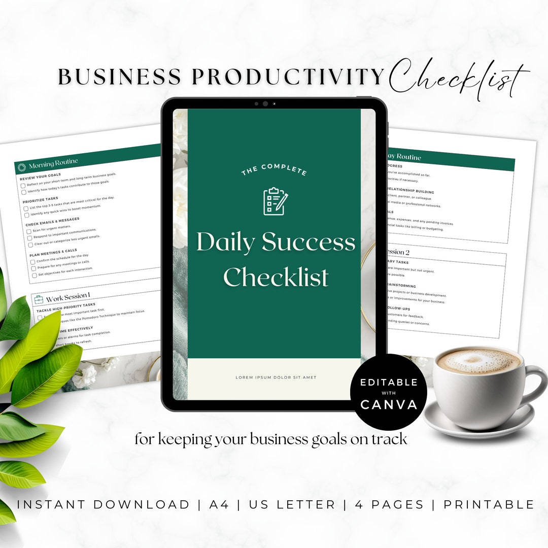 Success Planner Daily Checklist for Small Businesses Productivity ...