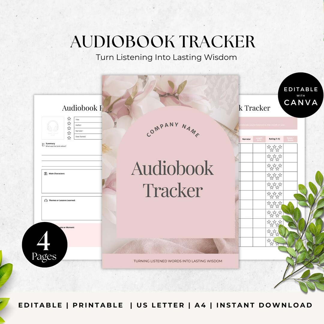 Audiobook Log Printable | Track Audiobooks, Hours Listened & Favorites ...