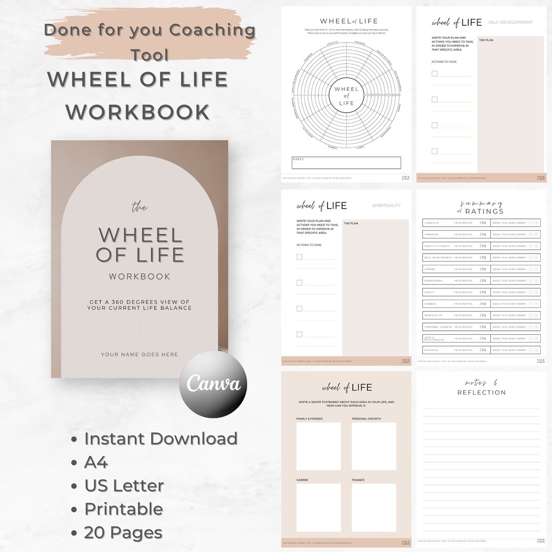 Wheel of Life Workbook, INSTANT DOWNLOAD, Coaching Worksheet, Workbook ...