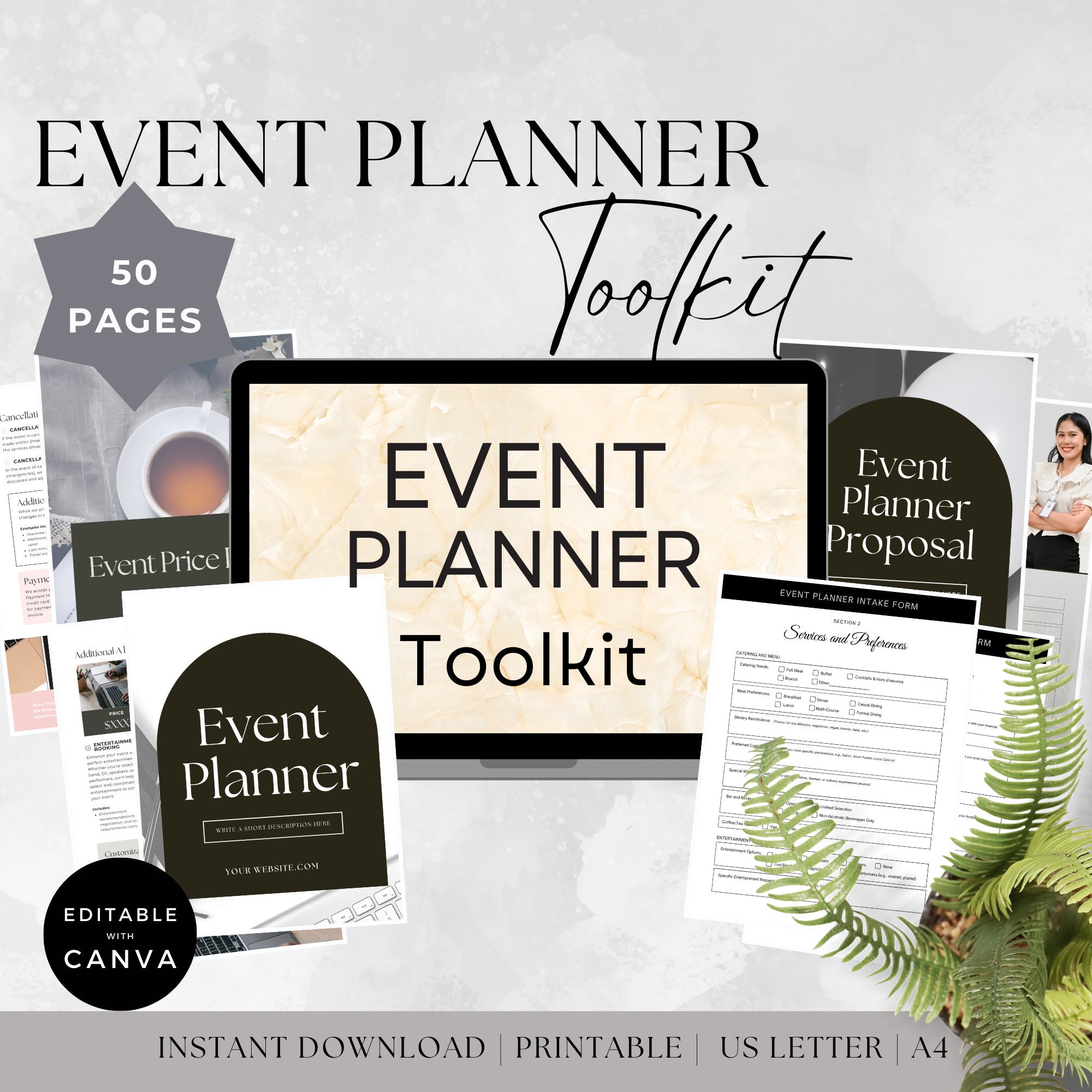Event Planner Bundle Editable Canva Templates Party Planning Checklist ...