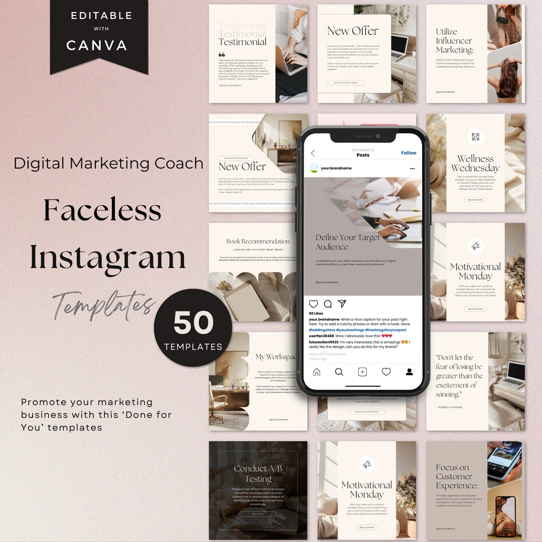 Instagram Templates for Faceless Digital Marketing Digital Products ...
