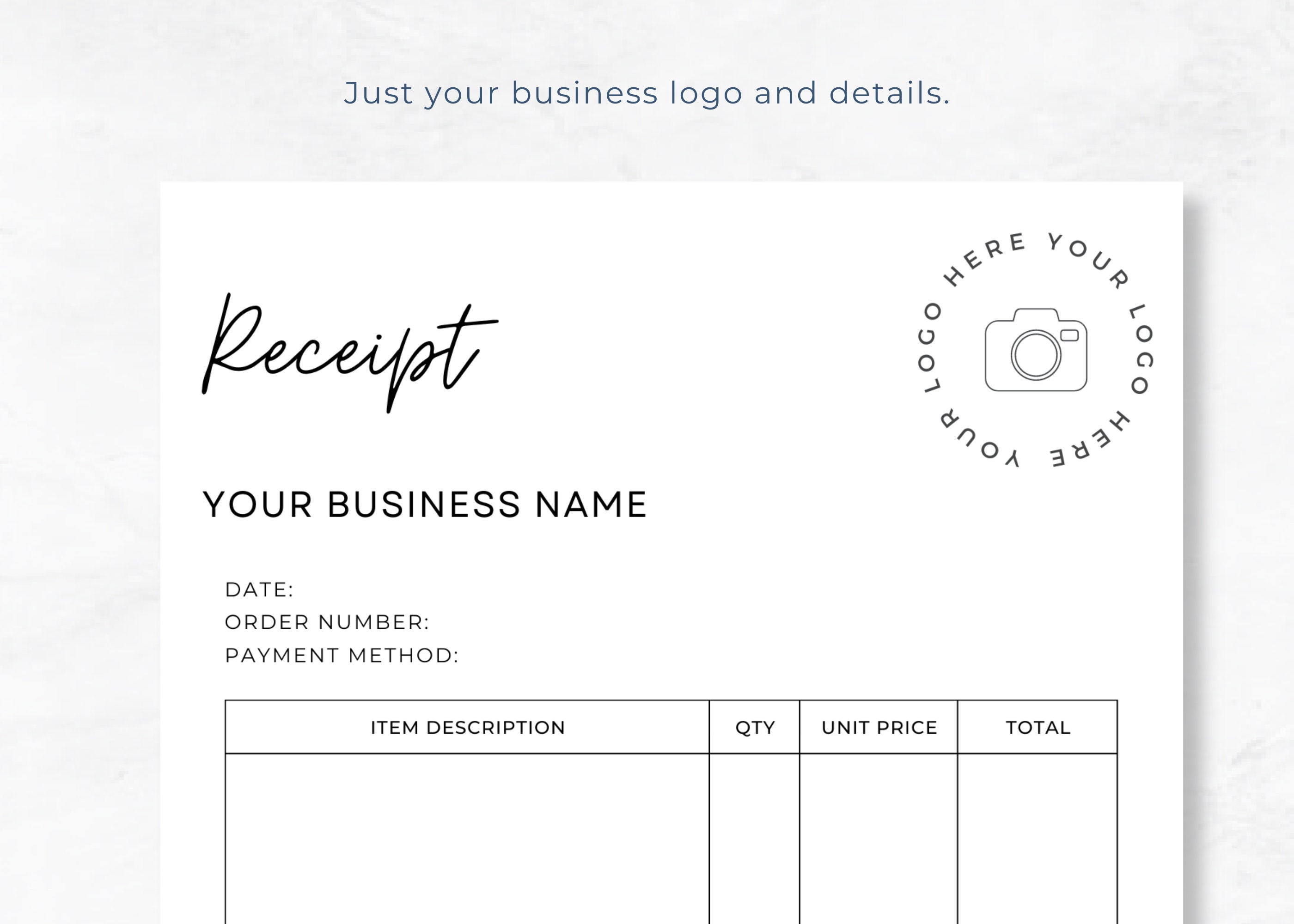 Customer Receipt Template INSTANT DOWNLOAD Printable Receipt Receipt ...