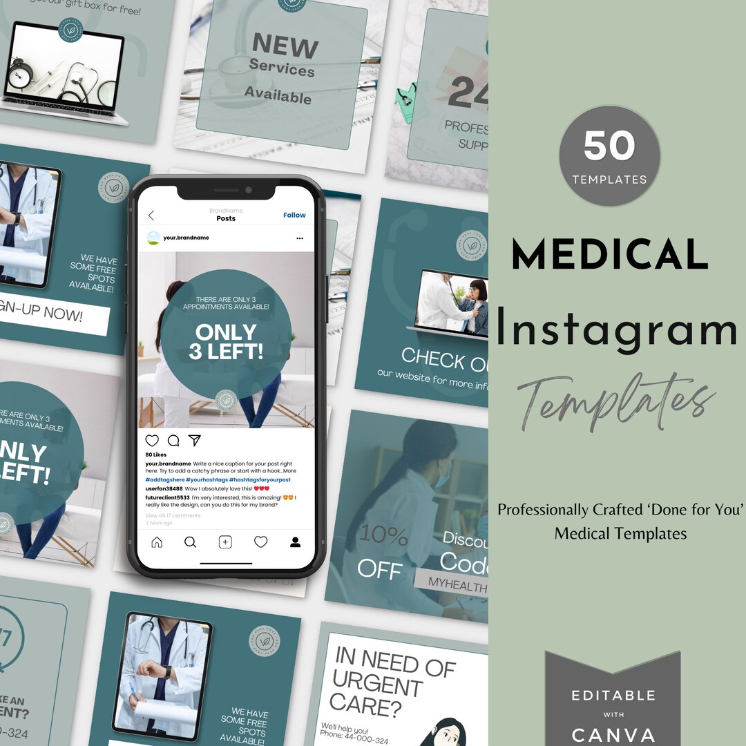Health Templates | 50 Medical Instagram Canva Templates | INSTANT ...