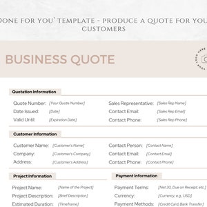 Editable Quotation Sheet Canva Template INSTANT DOWNLOAD Quote Form Job ...