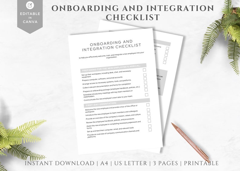 Onboarding Checklist for New Employees INSTANT DOWNLOAD Human Resources ...