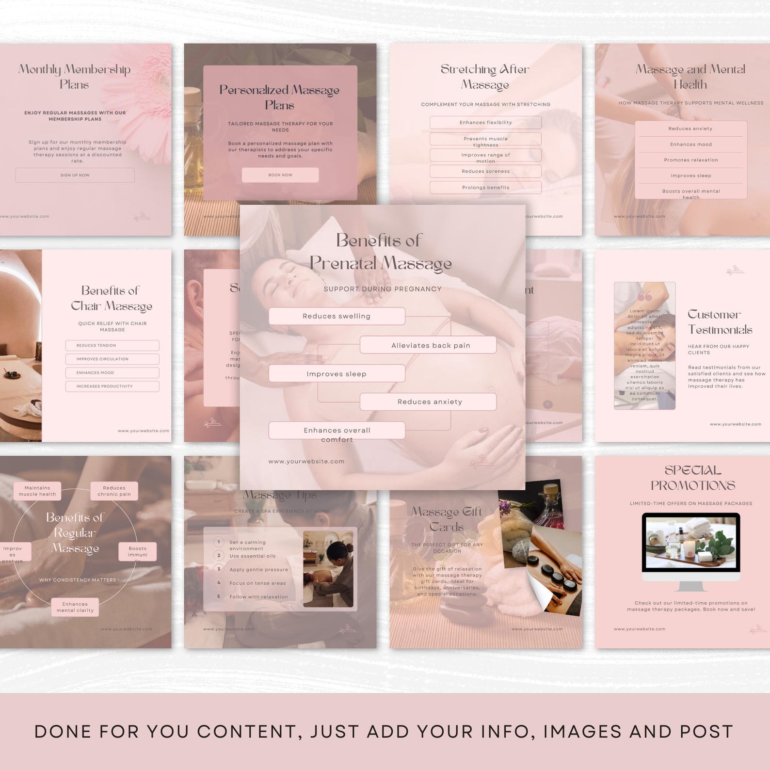Editable Massage Therapy Posts | Instagram Templates | Spa Marketing ...