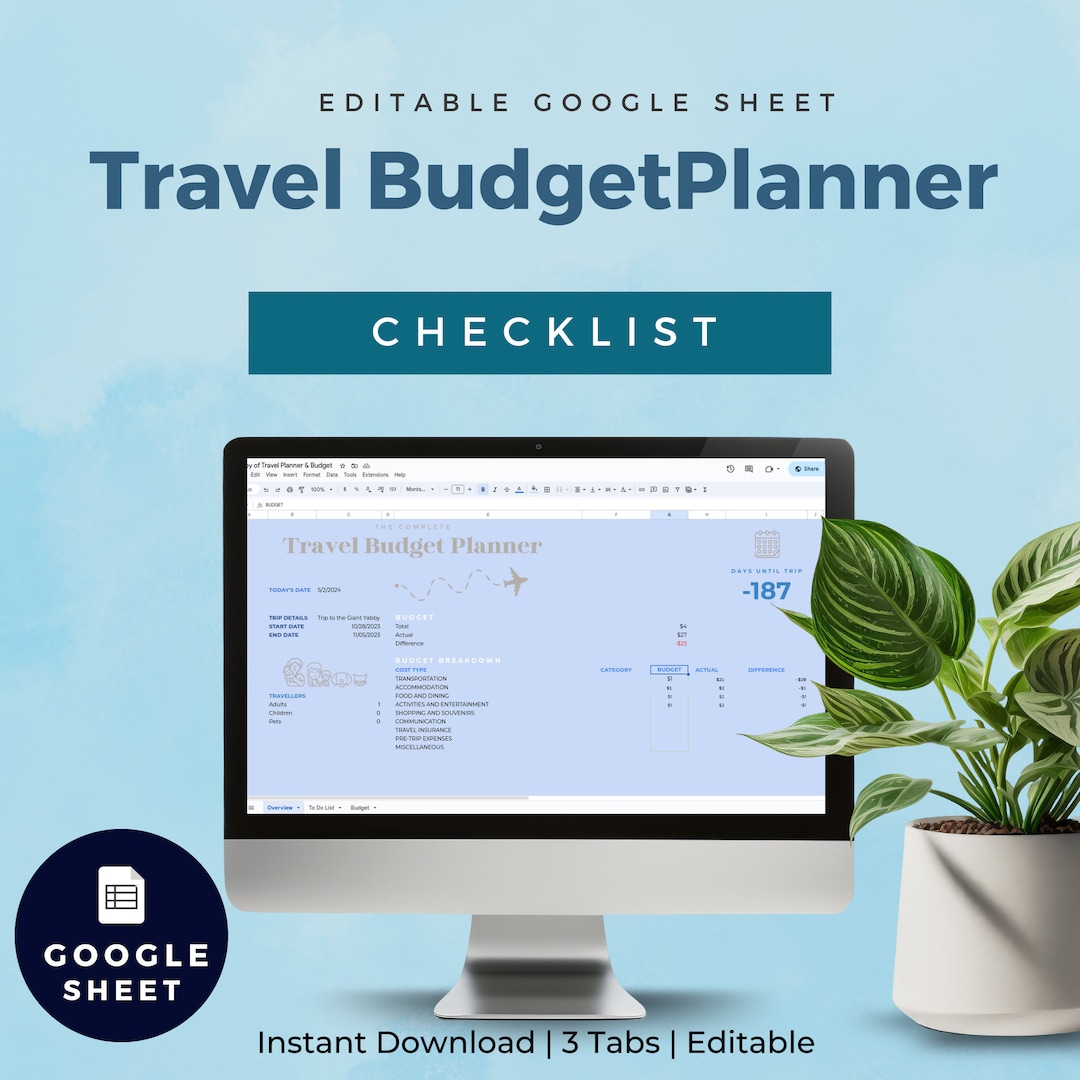 Travel Budget Planner Instant Download Vacation Budget Planner Travel ...