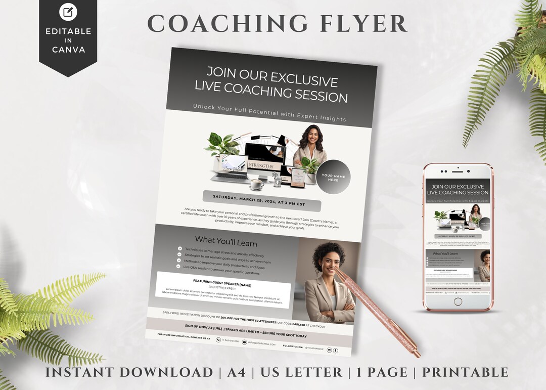 Coaching Flyer | Women's Coaching Event Flyer | Coaching Marketing ...