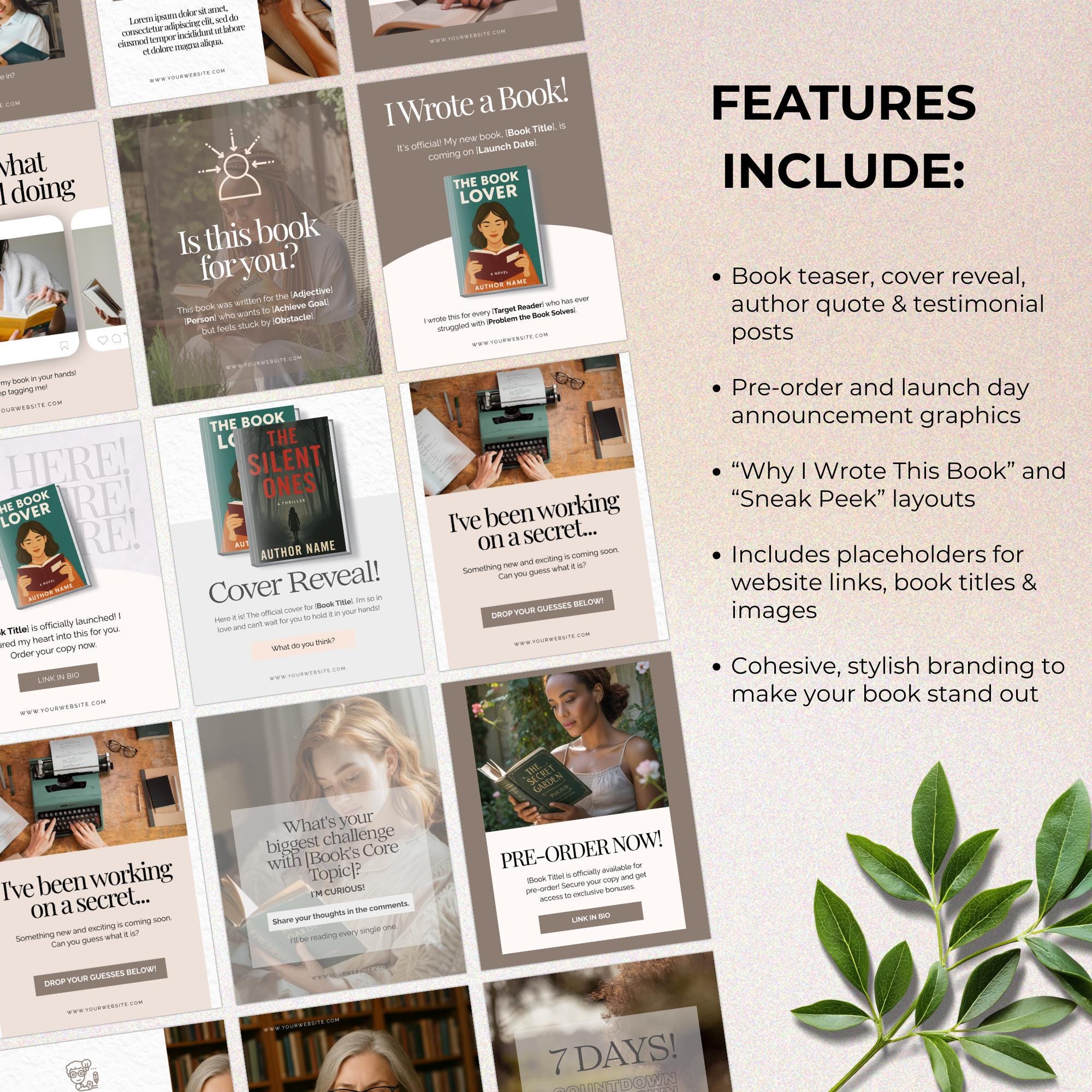Book Launch Marketing Templates | Canva Social Media Kit for Authors ...