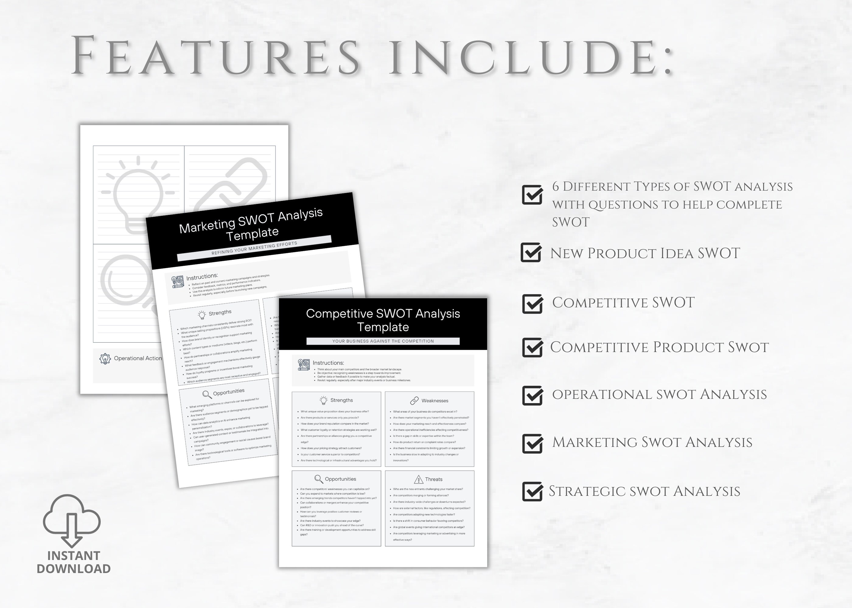 Swot Analysis Template Instant Download Swot Analysis Of A Company Swot