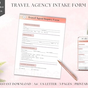 Travel Agent Questionnaire | INSTANT DOWNLOAD | Vacation Inquiry ...