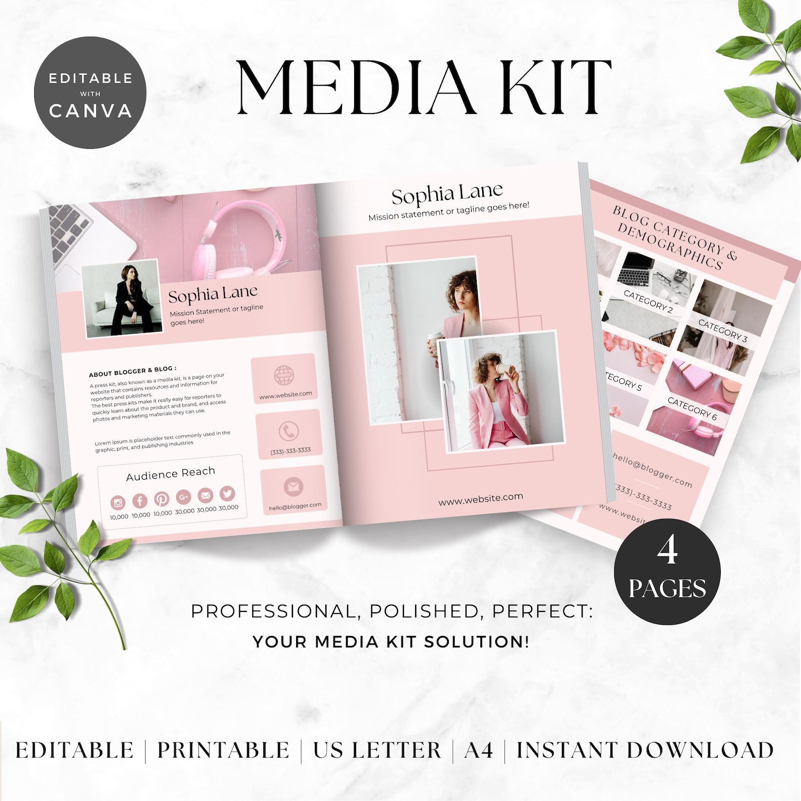 Media Kit Template for Influencers | Editable Canva Template ...