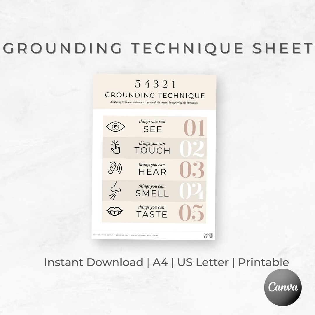 Grounding Techniques Sheet, INSTANT DOWNLOAD, Therapy Poster, Anxiety ...