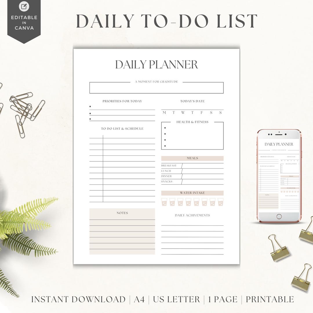 Printable Daily to Do List | Productivity Planner | Daily Schedule ...