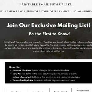 Printable Sign up Form for Events | Template Canva | Email Address List ...