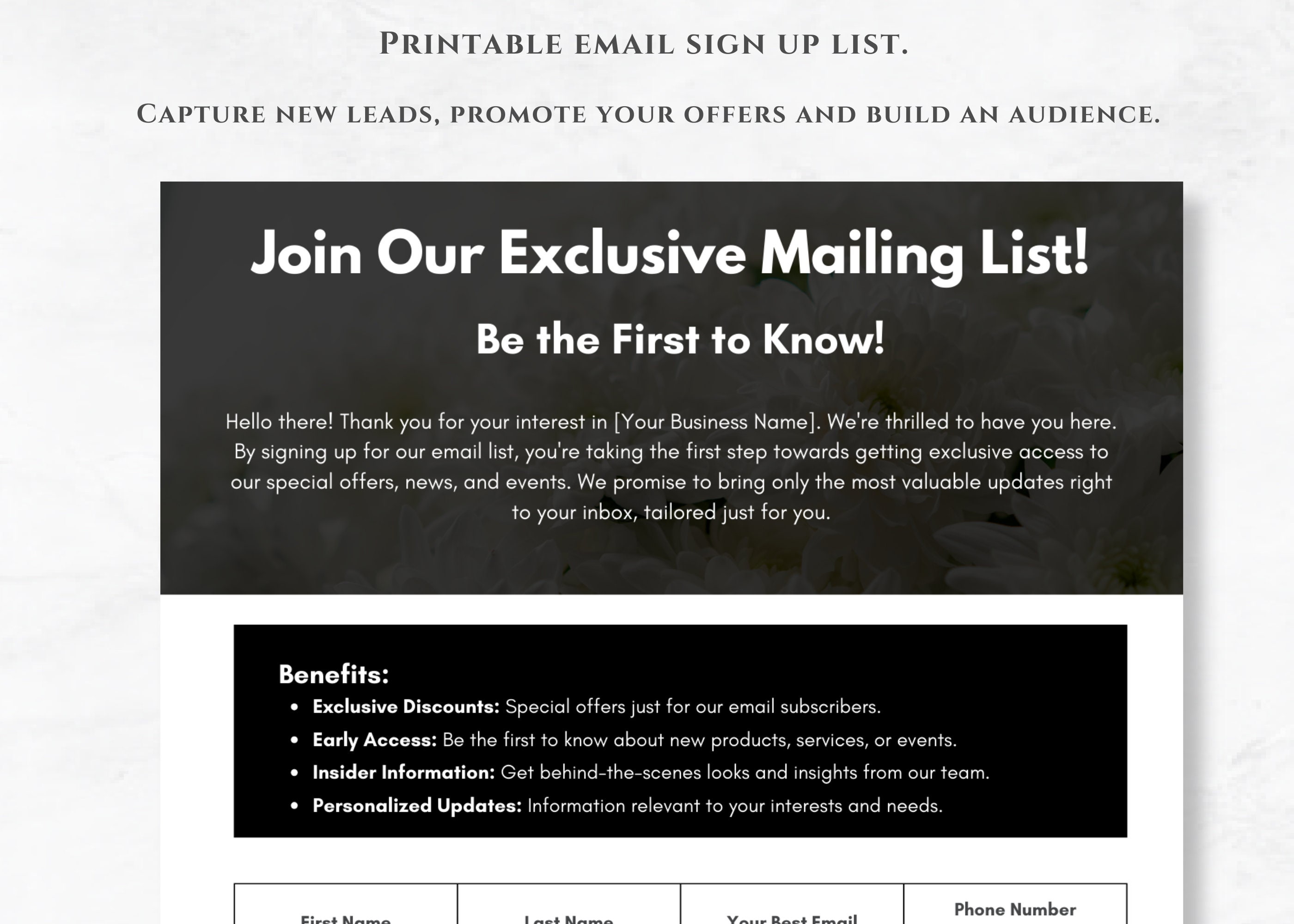 Printable Sign up Form for Events | Template Canva | Email Address List ...