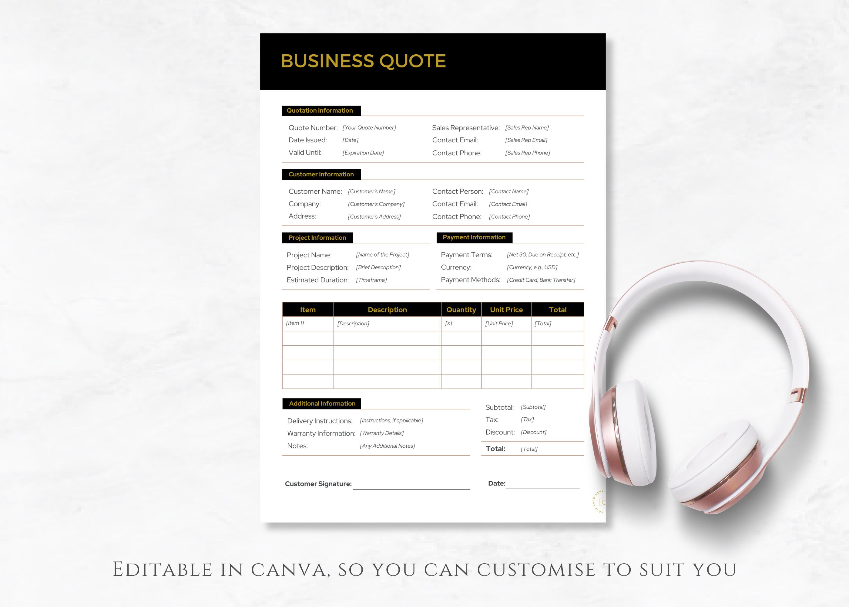 Editable Business Quote Form INSTANT DOWNLOAD Services - Etsy
