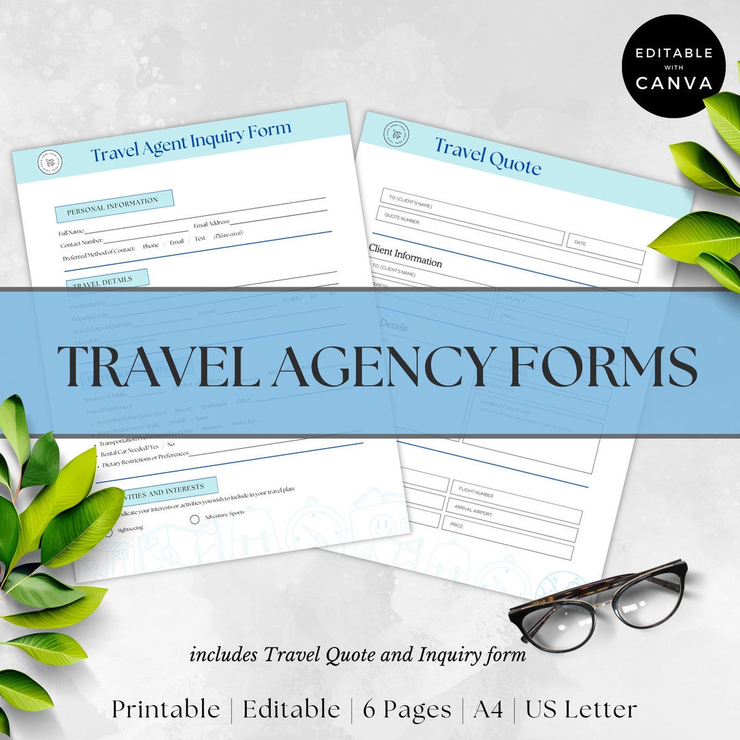Travel Agent Forms Bundle | Booking Information | Travel Inquiry Form ...