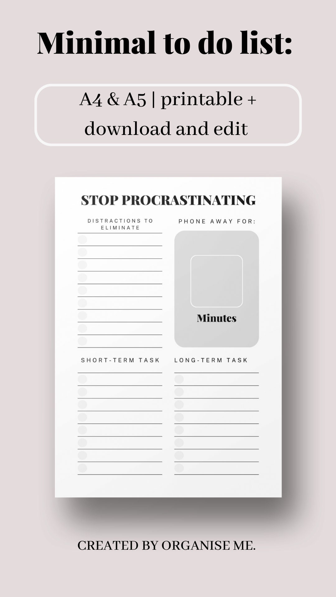 Minimal to Do List, Printable List, Download and Edit From Home, Be ...