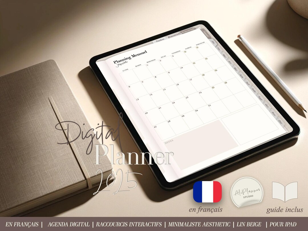 Digital Planner 2025 | En Français | Minimaliste Aesthetic | Effet ...