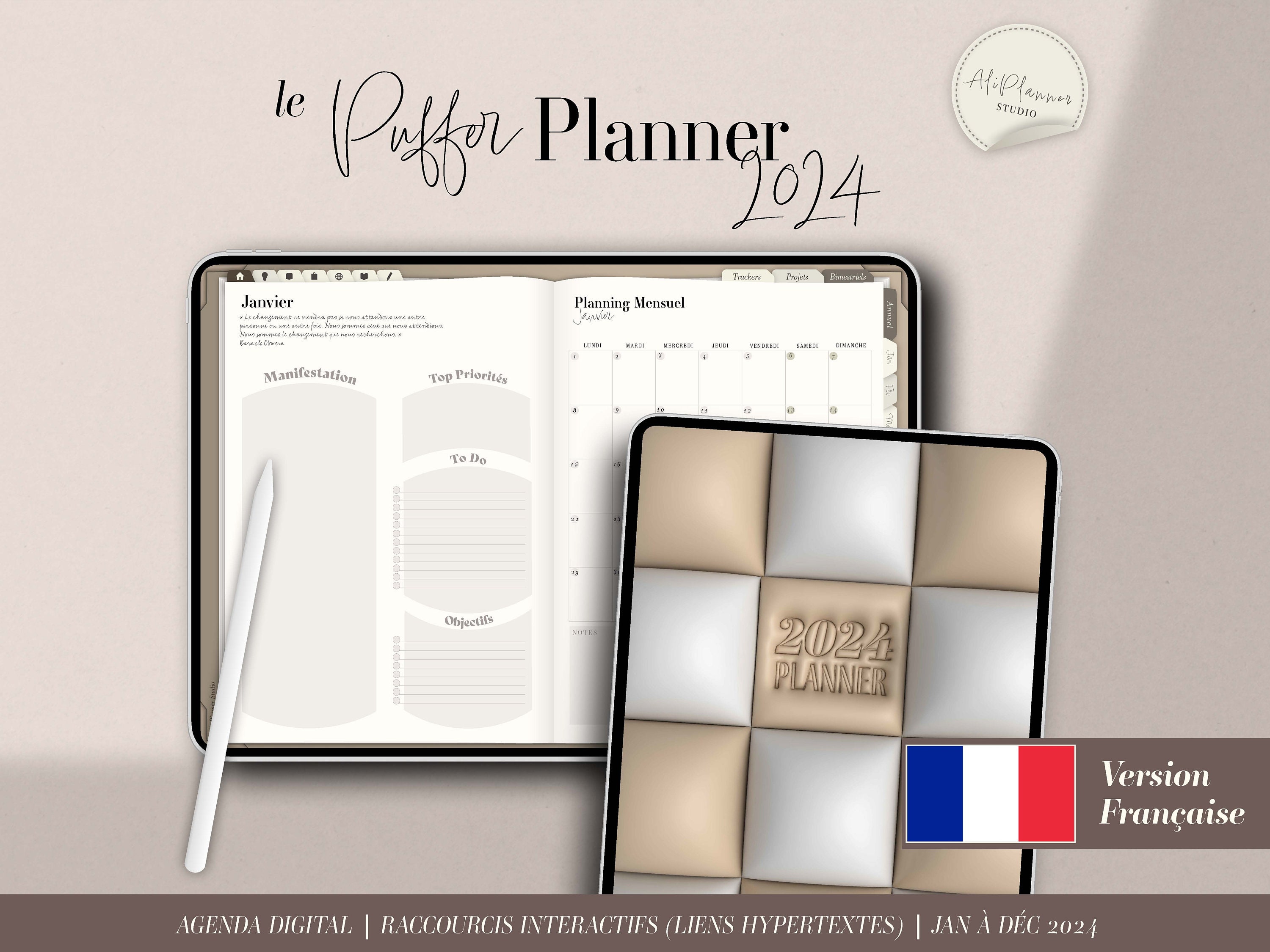 Digital Planner 2024 Par Ali Planner En Français Effet - Etsy