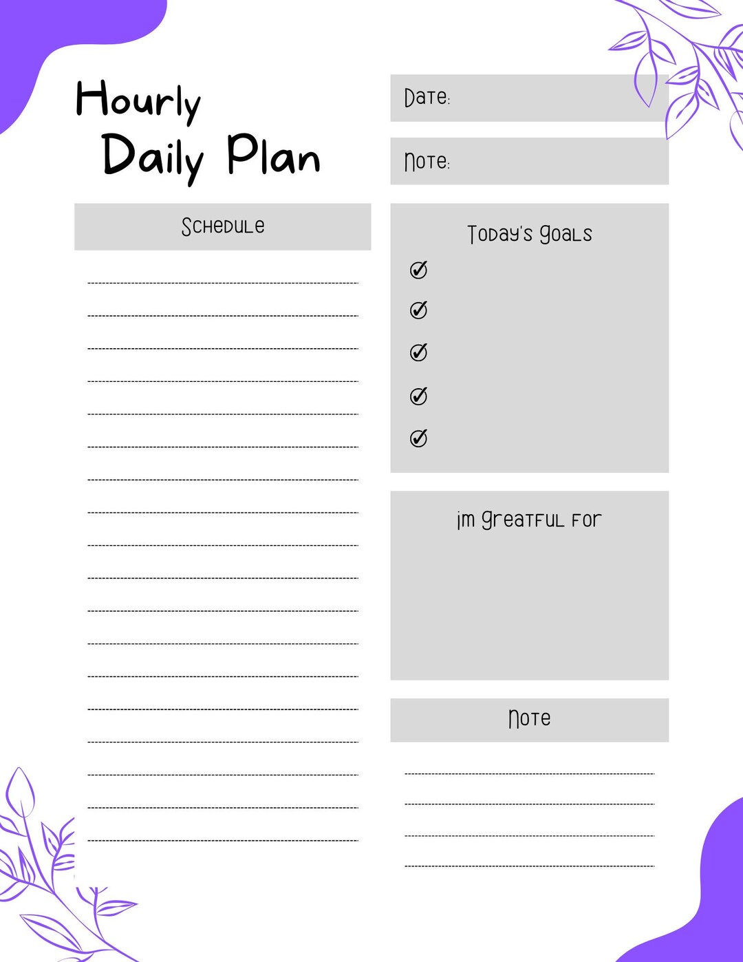 Daily Planner Template Printable Planner Instant Download - Etsy
