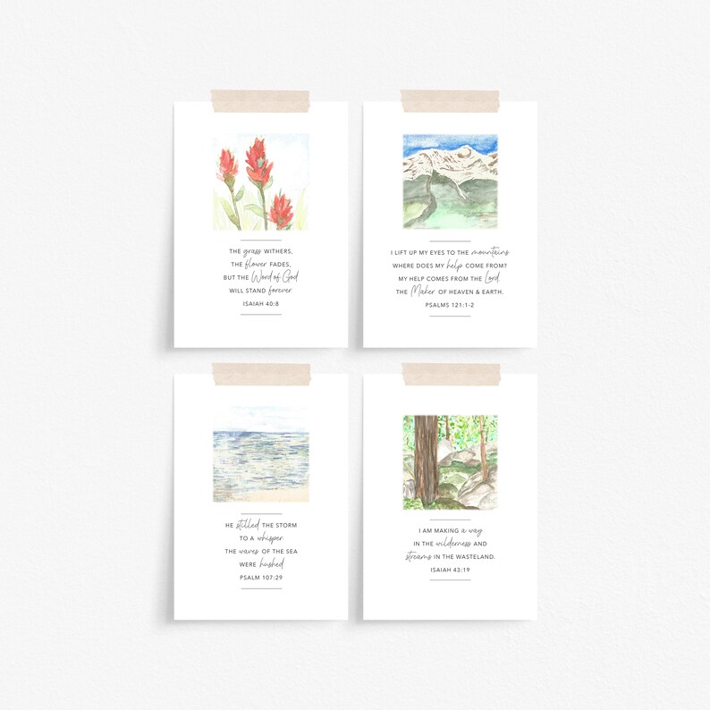 Digital Download Watercolor Bible Verse Prints set of 4 - Etsy