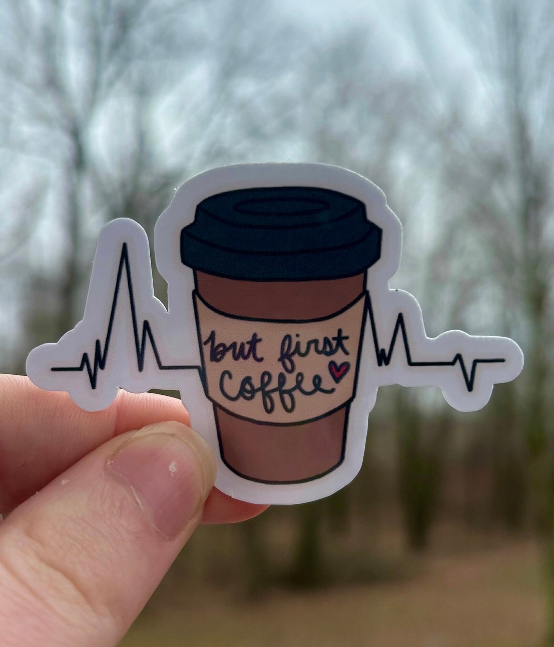 But First Coffee Sticker, Laptop Decal, Water Resistant Sticker, Water ...