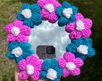 Handmade Puff Flower Mirror, Crochet Puff Flower, Boho Wall Decor - Etsy