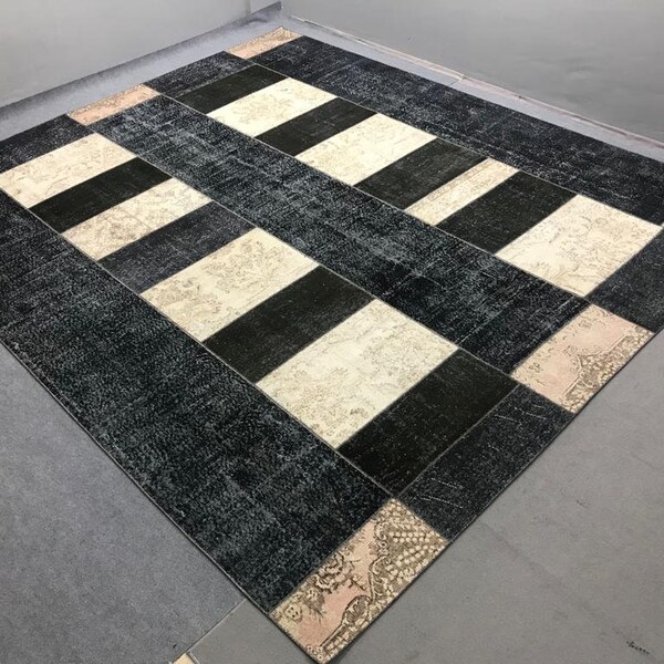 10x12 Black and White Rug - Etsy