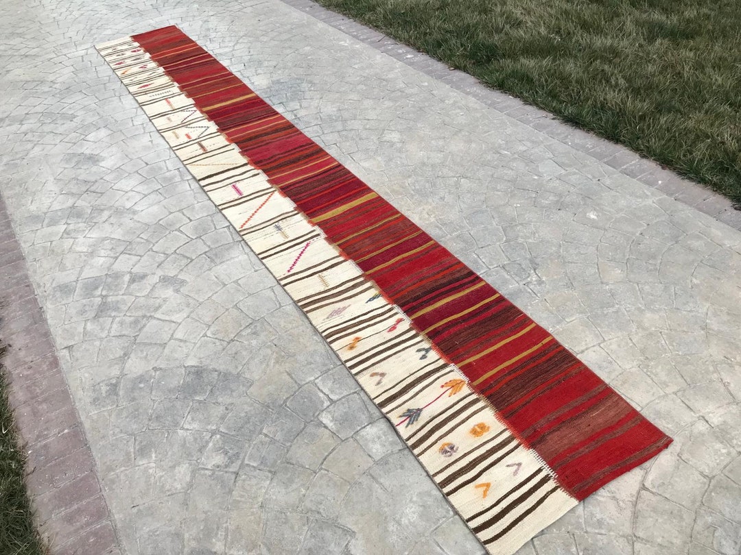 Colorful Kilim Stair Runner: Striped Wool Rug (2.2x15.7 Ft) - Etsy