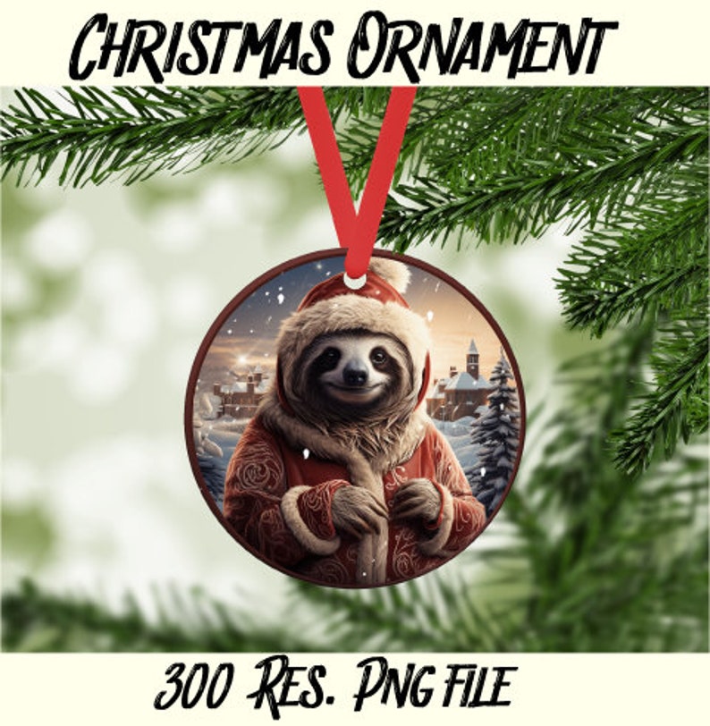 Santa Sloth 5 Christmas Digital PNG File Instant Download - Tree ...