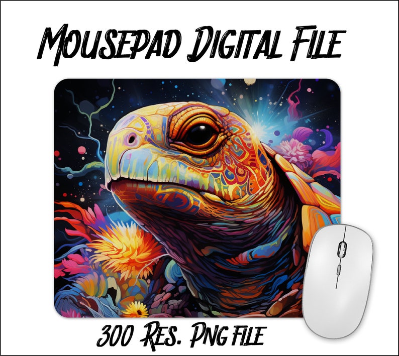 Psychedelic Sea Turtle Digital PNG File - Mousepad - Ocean Animals ...