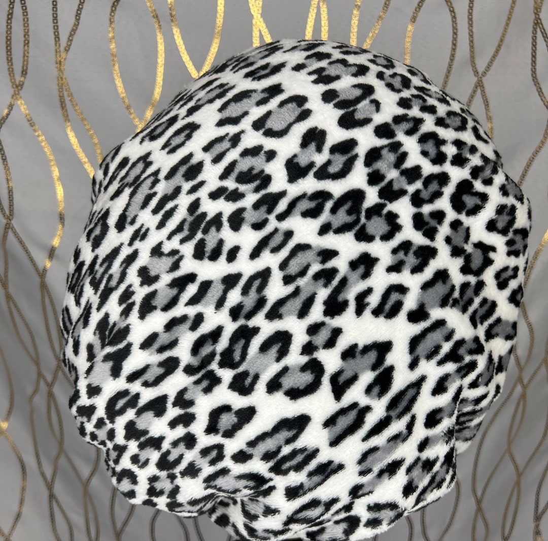 Leopard White and Black & Black Satin Reversible Plush Bonnet Limited ...