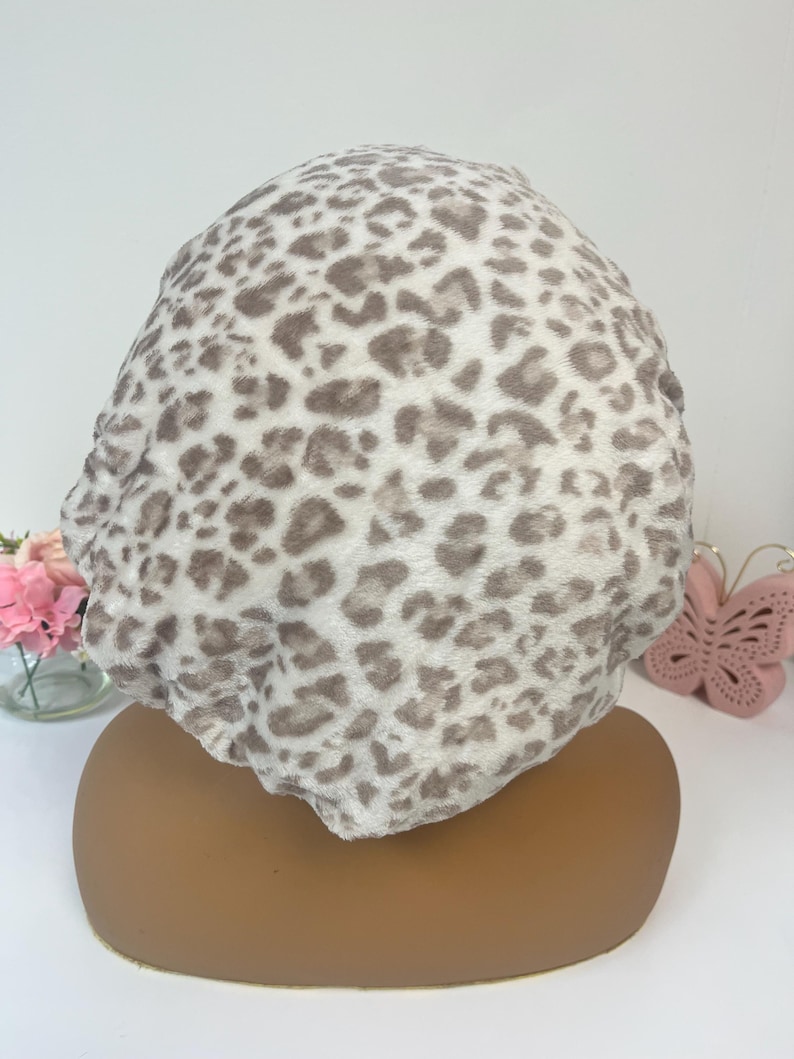 Tan Leopard Print Adjustable Satin Lined Plush Bonnet W/ Ruffles - Etsy