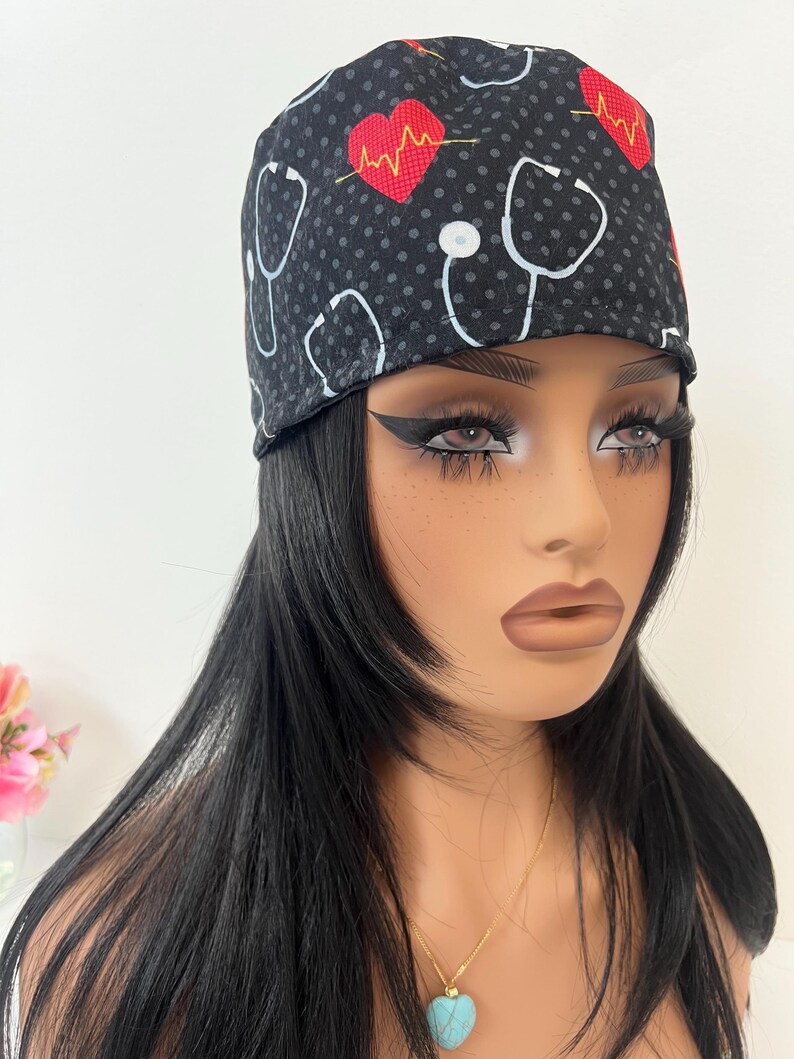 Black Stethoscope Surgical Cap Black Satin - Etsy