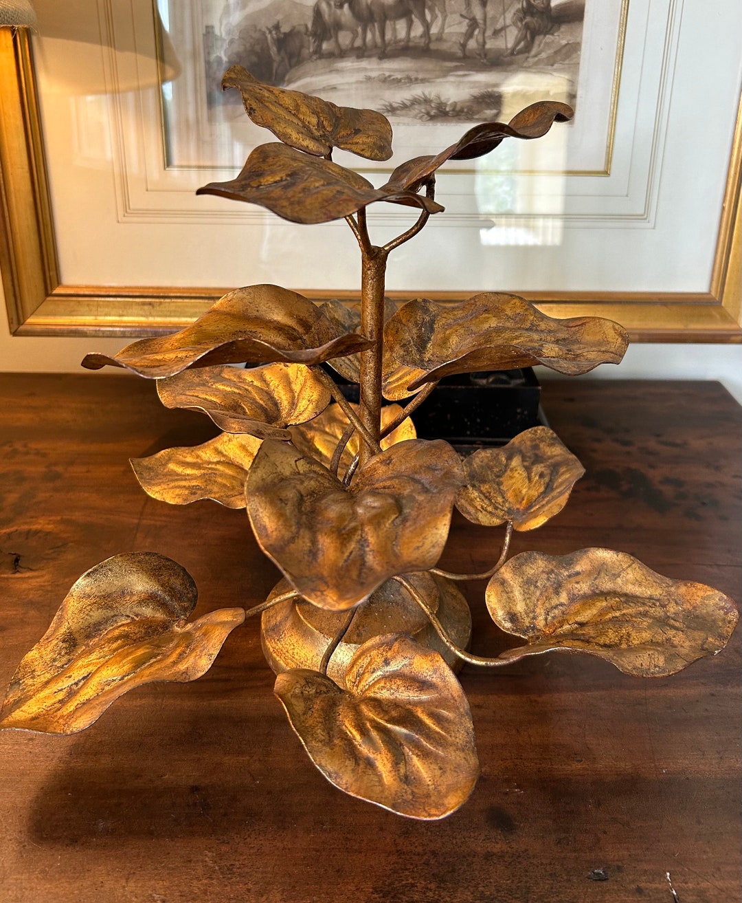 MCM Hollywood Regency Circa 1960's Italian Gilt Toleware Leaf Pattern ...