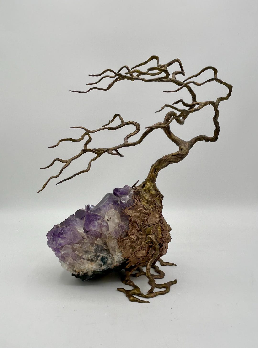 Ron Bertocchi (italian, 1939-2014) Mid-century Bronze and Amethyst Tree ...