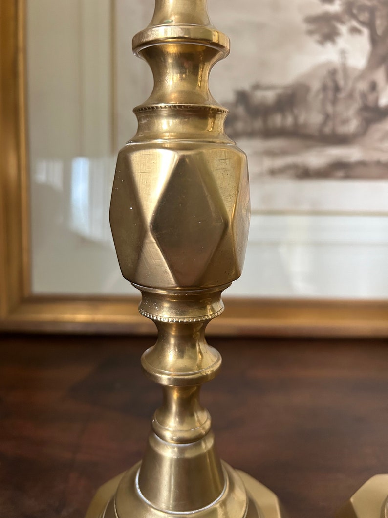 Antique PAIR of Brass Candle Sticks, the Diamond Princess, Queen ...