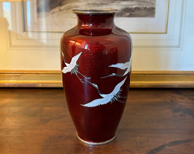 Beautiful Pigeon Blood Red Ginbari Japanese Silver Wire Cloisonné Vase ...