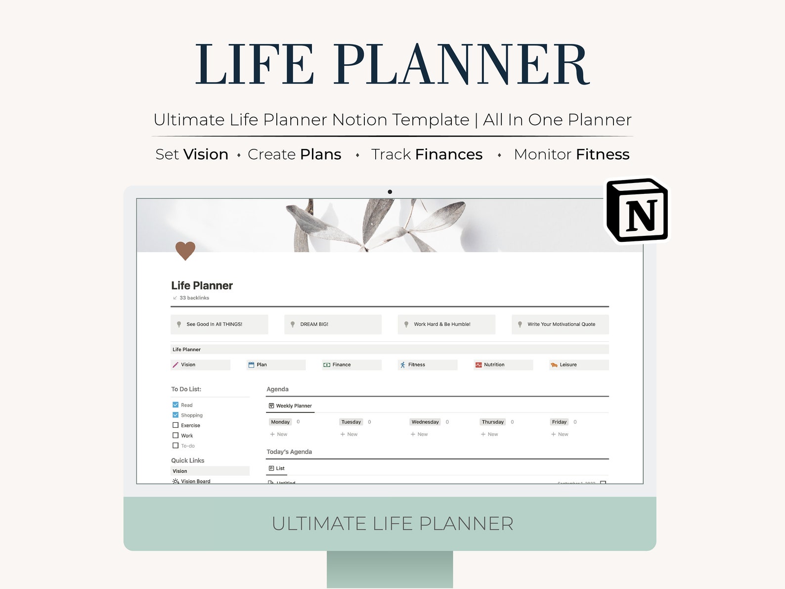 Notion Planner Template, Notion Template Life, Life Notion Template ...