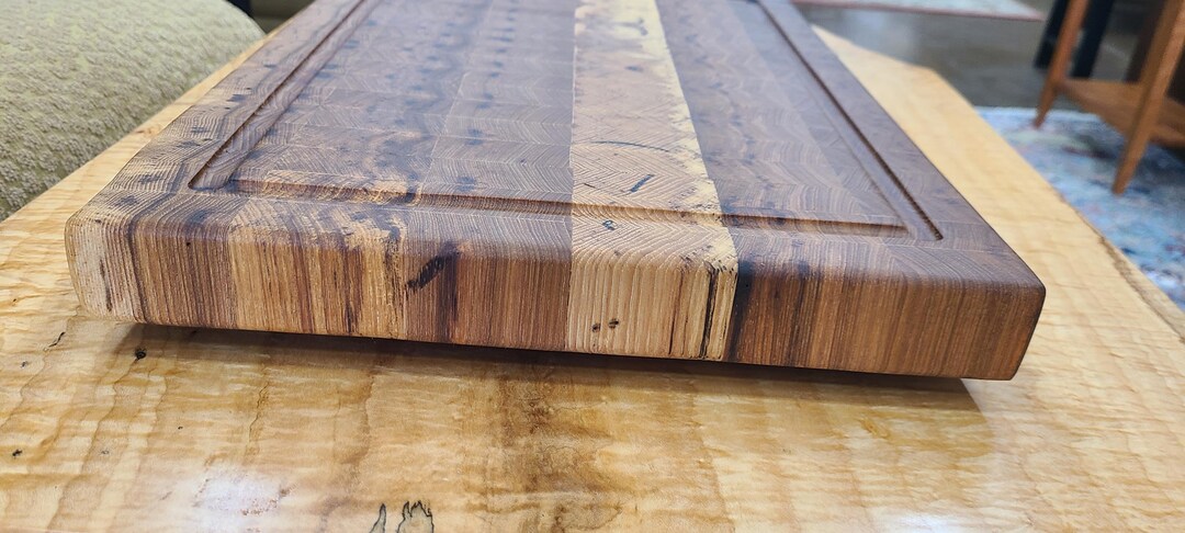 End Grain Cutting Board - Spalted Hickory. Spalting Process Colors Wood ...
