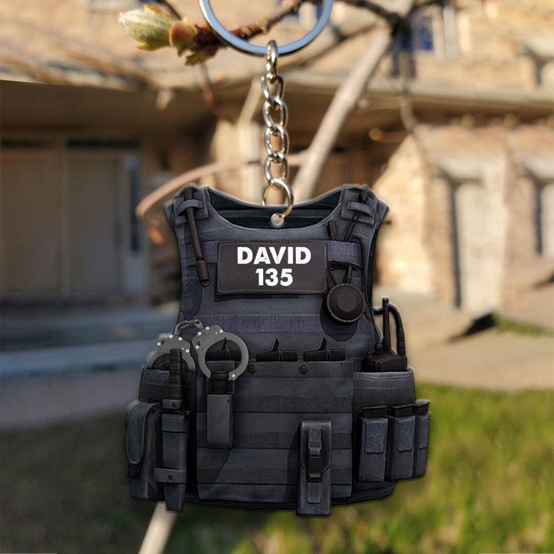Police Bulletproof Vest Personalized Flat Keychain,police Keychain ...