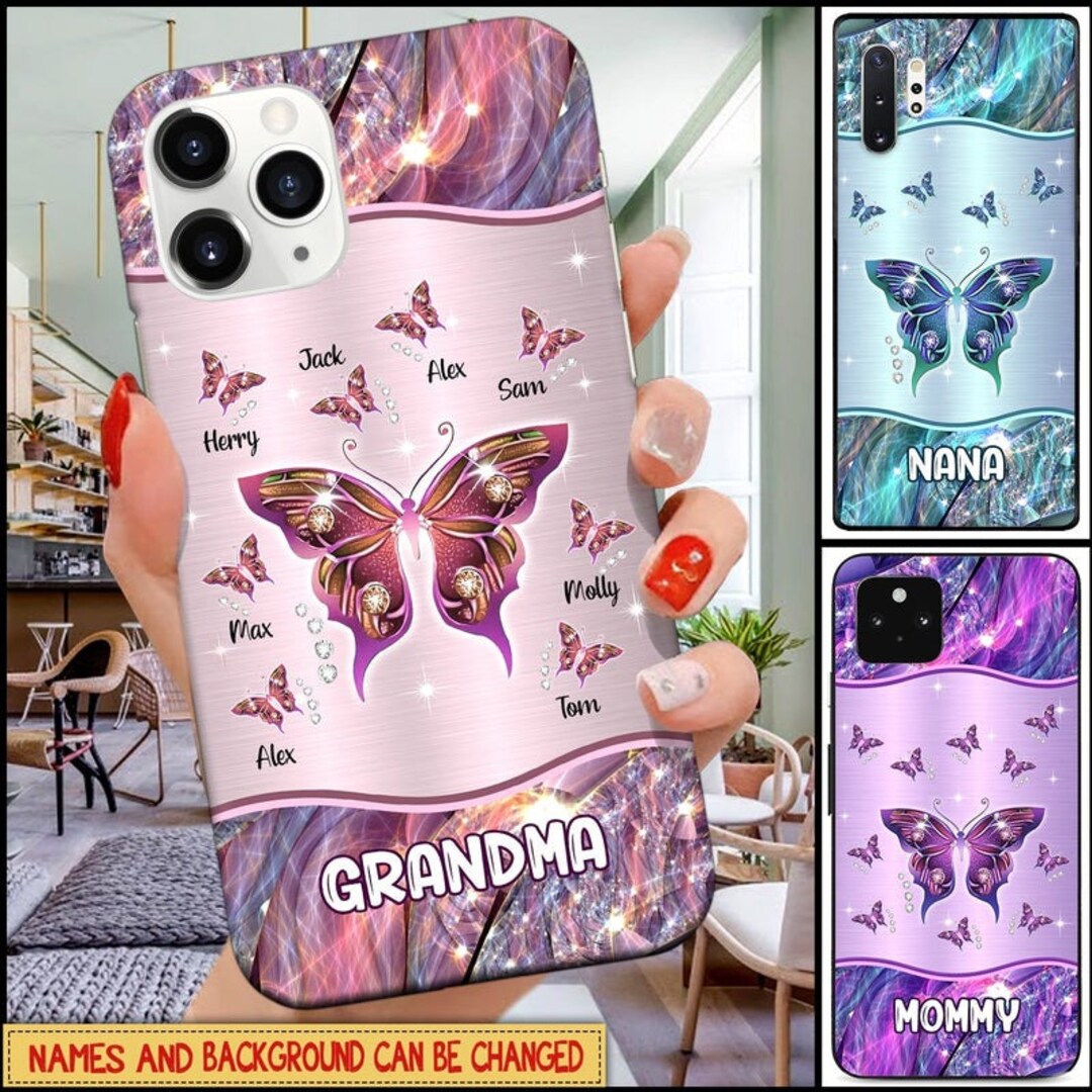 Grandma, Nana, Mimi Butterfly Personalized Color Phone Case,custom Name ...