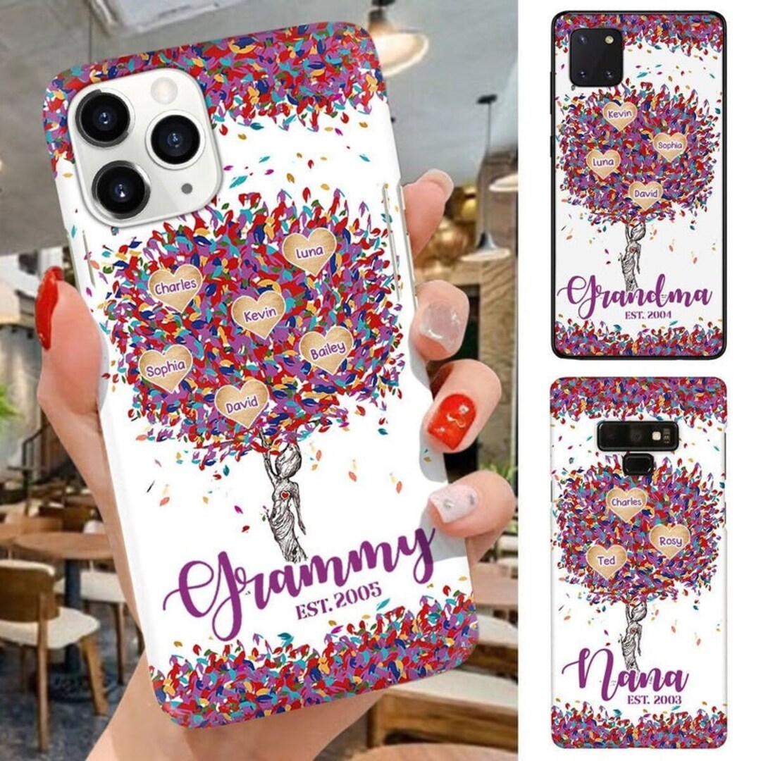 Grandma With Grandkids Colorful Tree Personalized Phone Case,perfect ...