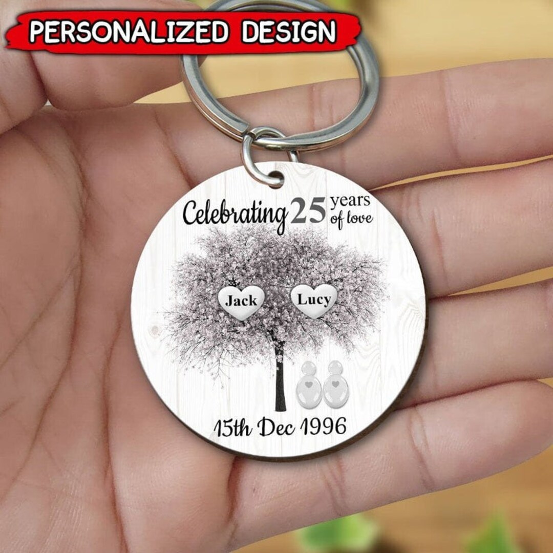 Personalized 25th Wedding Anniversary Couple Family Tree Wooden ...