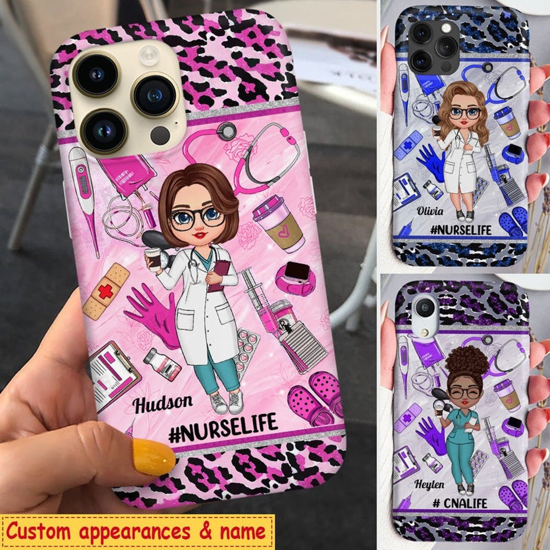 Afro Messy Bun Nurse Life Personalized Phone Case,nurse's Day Gift for ...